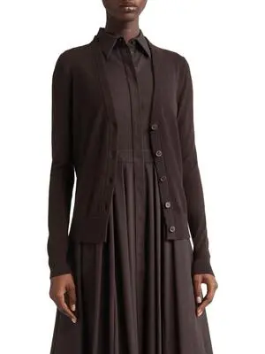 Michael Kors Cashmere V-neck Cardigan - Chocolate