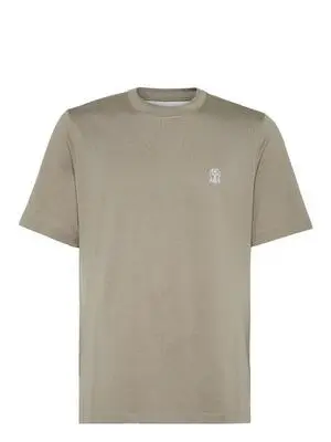 Brunello Cucinelli Jersey T-shirt With Logo - Sage