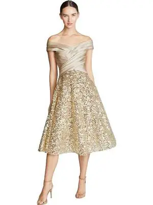 Theia Sequin Cocktail Dress - Champagne