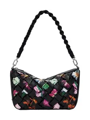 Desigual Floral Woven Shoulder Bag - Black
