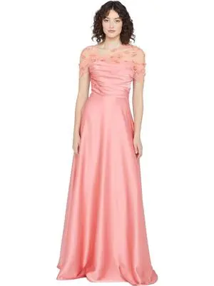 THEIA Luella Shawl Draped Gown