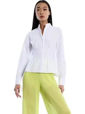 Bcbgmaxazria Asymmetrical Hem Shirt - White