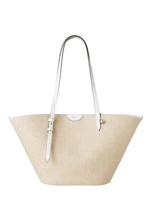 Mulberry Raffia Basket Tote - White