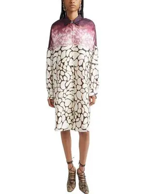 Dries Van Noten Mixed Print Oversized Shirtdress - Off White
