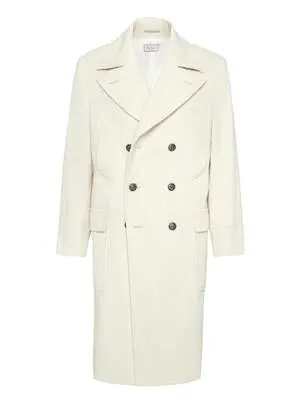 Brunello Cucinelli Corduroy Cashmere One-and-a-half-breasted Coat - Ecru