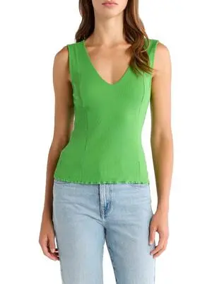 Nation Ltd Reese Rib V-neck Tank - Lime