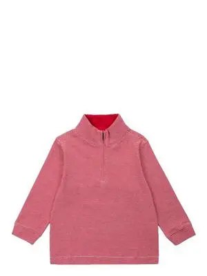 LILA AND HAYES Quarter Zip Pullover - Red Stripes