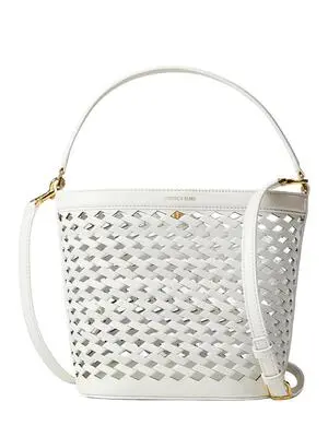 Veronica Beard Small Perforated Leather Bucket Bag - Off White