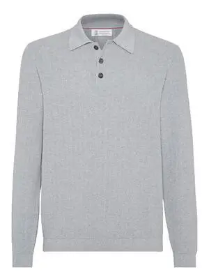 Brunello Cucinelli Rib Knit Polo - Grey