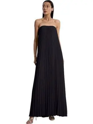 Bcbgmaxazria Pleated Strapless Gown - Black