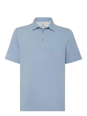 Brunello Cucinelli Piqué Polo Shirt Denim