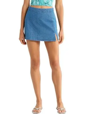 BILLABONG Wave Wash Denim Mini Skirt Salt Washed