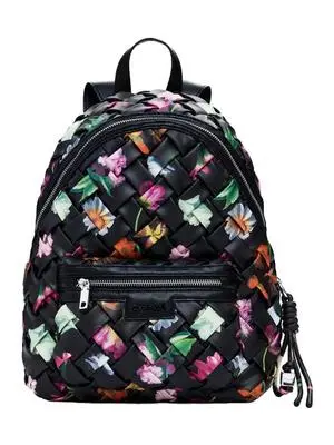 Desigual Floral Woven Faux Leather Backpack - Black