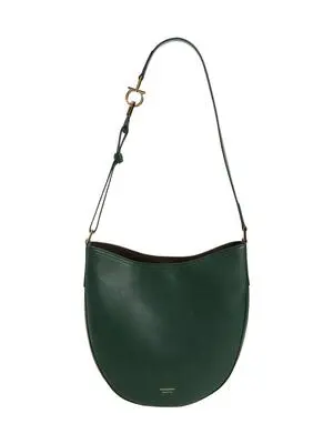 FERRAGAMO Medium Smile Leather Hobo Bag - Moss/ Testa Di Moro
