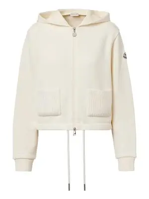 Moncler Cotton-blend Hooded Cardigan - White