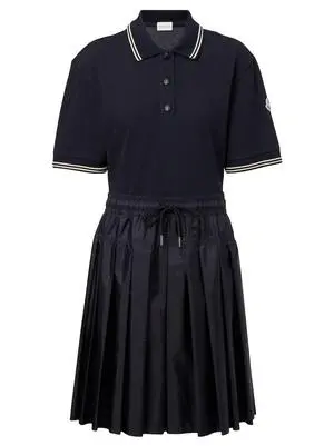 Moncler Technical Cotton Polo Dress - Blue