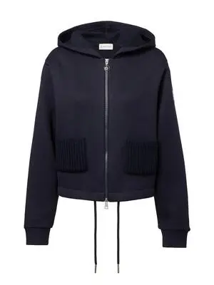 Moncler Cotton-blend Jersey Zip-up Hoodie - Blue