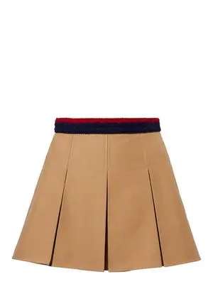 Moncler Pleated Cotton Miniskirt - Beige