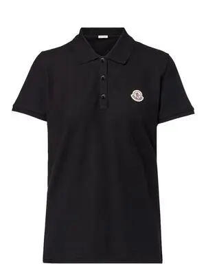 Moncler Logo Cotton Polo Shirt - Black