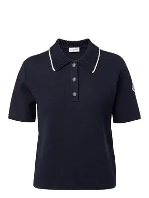 Moncler Logo Cotton Polo Shirt - Blue