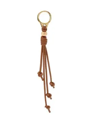 Loewe Leather Fringe Pebble Keychain - Beige