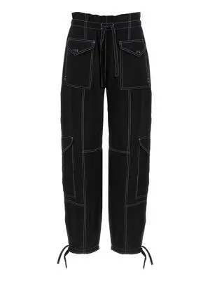 GANNI Light Slub Pocket Pants - Black
