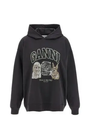 GANNI Animal Print Hoodie - Gray