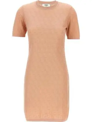 Fendi Ff Cotton Mini Dress - Pink