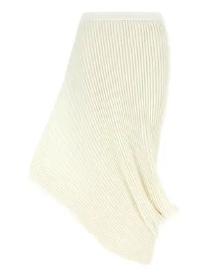 Issey Miyake Stream Knitted Midi Skirt White