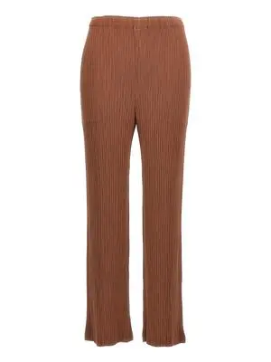 Issey Miyake Hatching Pleats Pants - Brown
