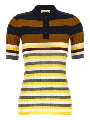 Marni Ribbed Wool Polo Shirt - Multicolor