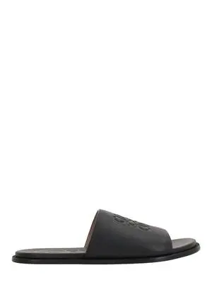 Loewe Flex Anagram Leather Slides - Black