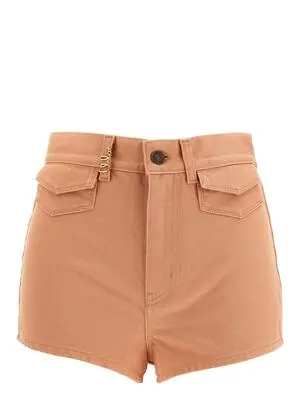Chloé Garment-dyed Denim Shorts - Orange