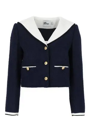 SELF-PORTRAIT Boucle Contrast Collar Blazer