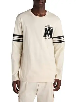 Moncler Logo Patch Long Sleeve T-shirt - Antique White