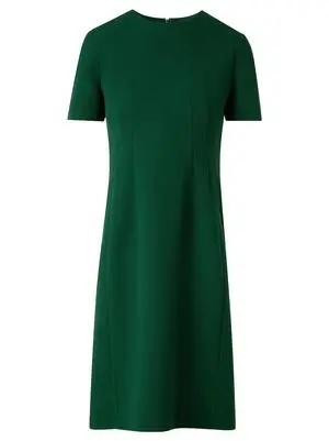 Akris Short-sleeve Wool Crepe Sheath Dress - Pine Green