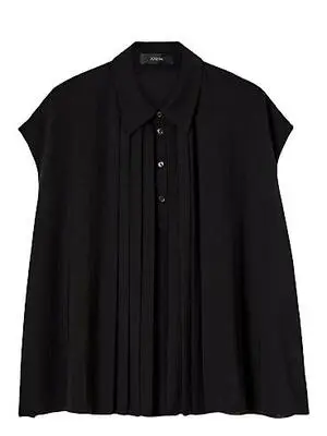 JOSEPH Antin Polo-collar Plissé Blouse - Black