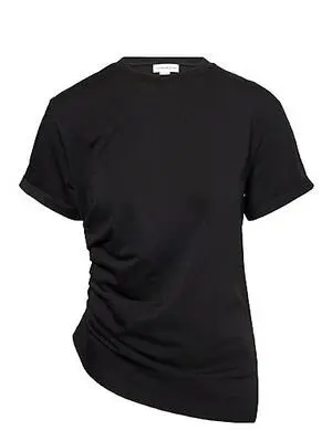 Victoria Beckham Cotton T-shirt With Gathered Detail - Black