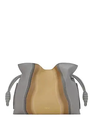 Loewe Flamenco Medium Leather Clutch Bag Sparkling Grey/btr