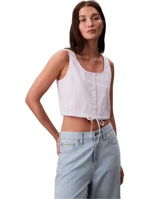 Calvin Klein Poplin Button-Down Top Brilliant White