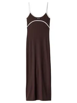Miu Miu Stretch Jersey Midi-dress - Ebony/white