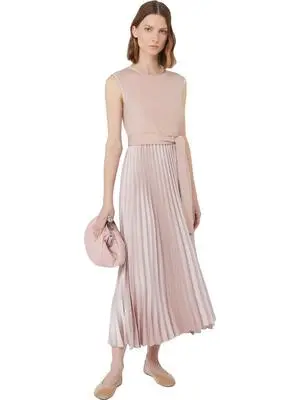 Max Mara Long Plissé-pleated Skirt Dress - Powder