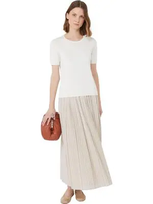 Max Mara Crepon Jersey Pleated Skirt - Beige