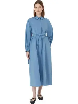 Max Mara Long Taffeta Shirt Dress - Blue Jeans