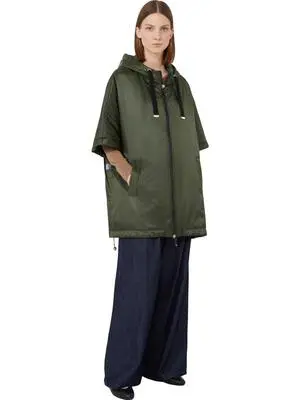 Max Mara Padded Water-repellent Hooded Cape - Kaki