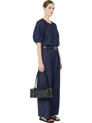 Max Mara Cotton Denim Wide Leg Trousers - Midnightblue