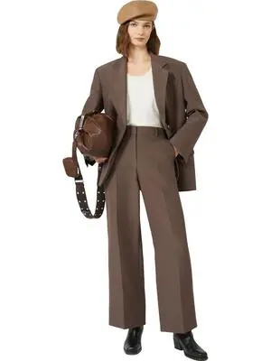 Max Mara Technical Cotton Palazzo Trousers - Chocolate