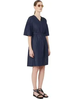 Max Mara Cotton Denim Shirt Dress With Appliqu - Midnightblue