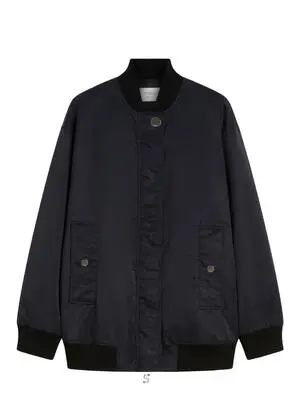 Max Mara Oversized Twill Bomber Jacket - Black