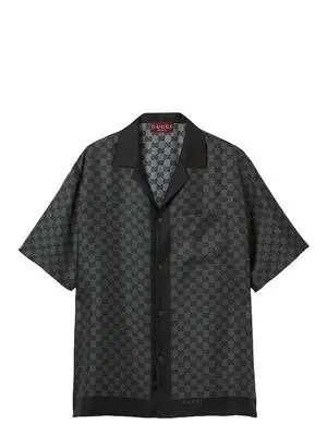 Gucci Printed Silk Twill Bowling Shirt - Black